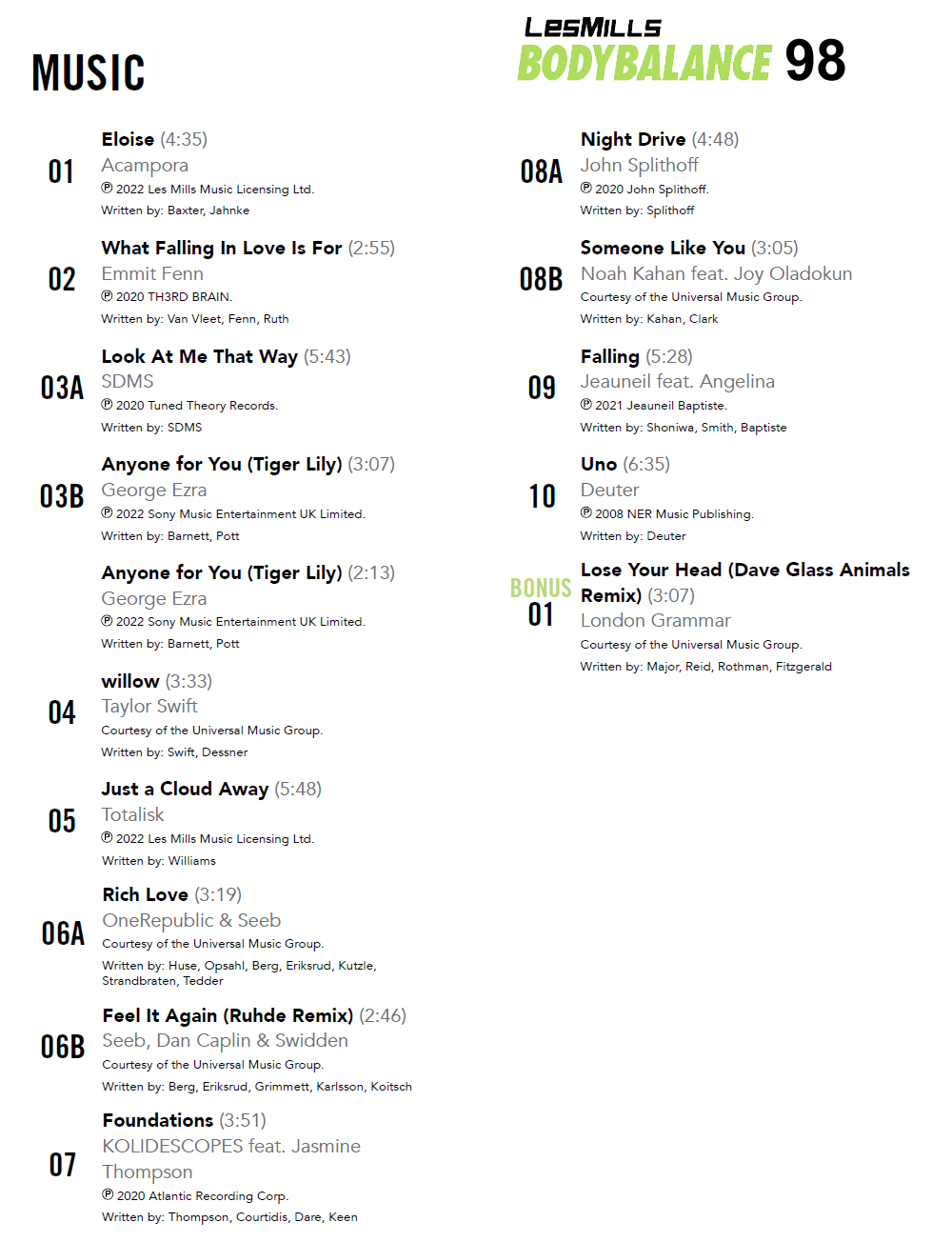 BB-98-track-list | Warwickshire Fitness